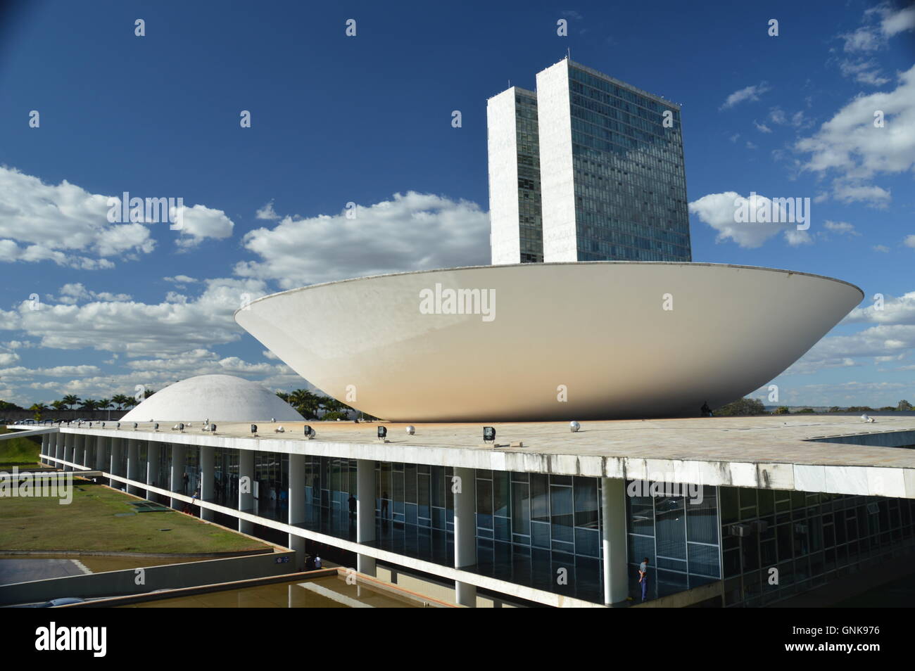 Plaza of the brazilian congress center of the government in Brasilia ...