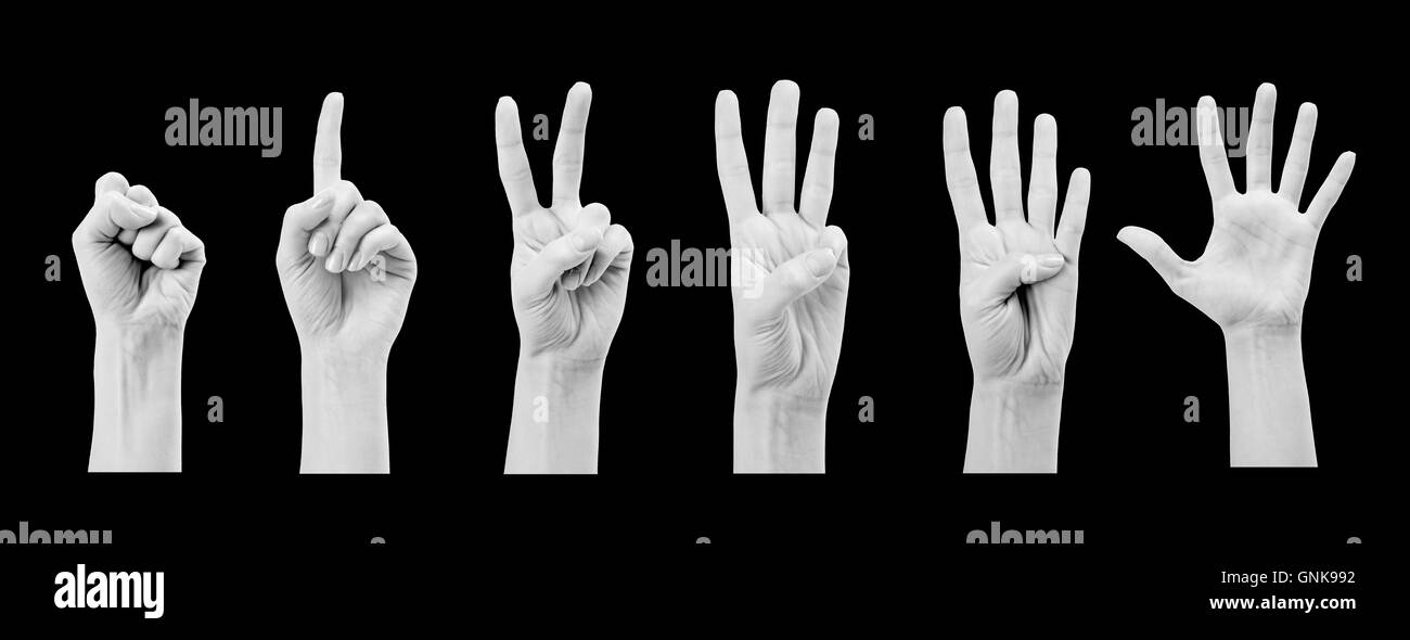 Counting woman hands Stock Photo - Alamy