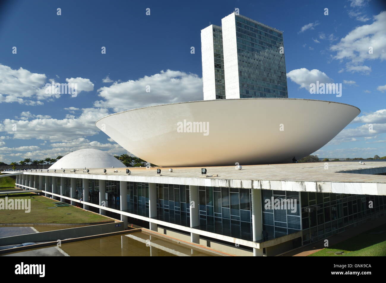 Plaza of the brazilian congress center of the government in Brasilia ...