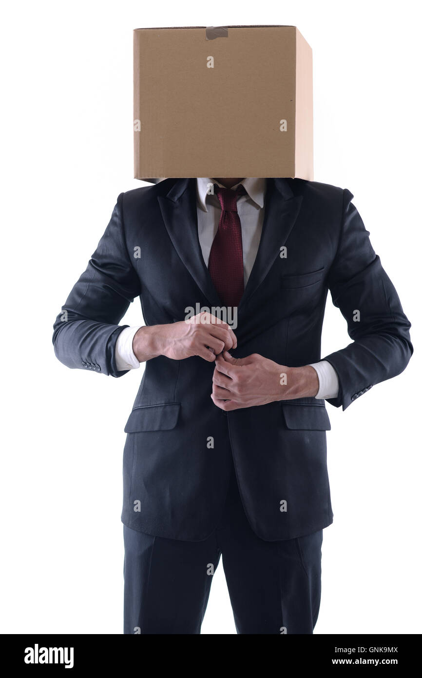 Man cover head cardboard hi-res stock photography and images - Alamy