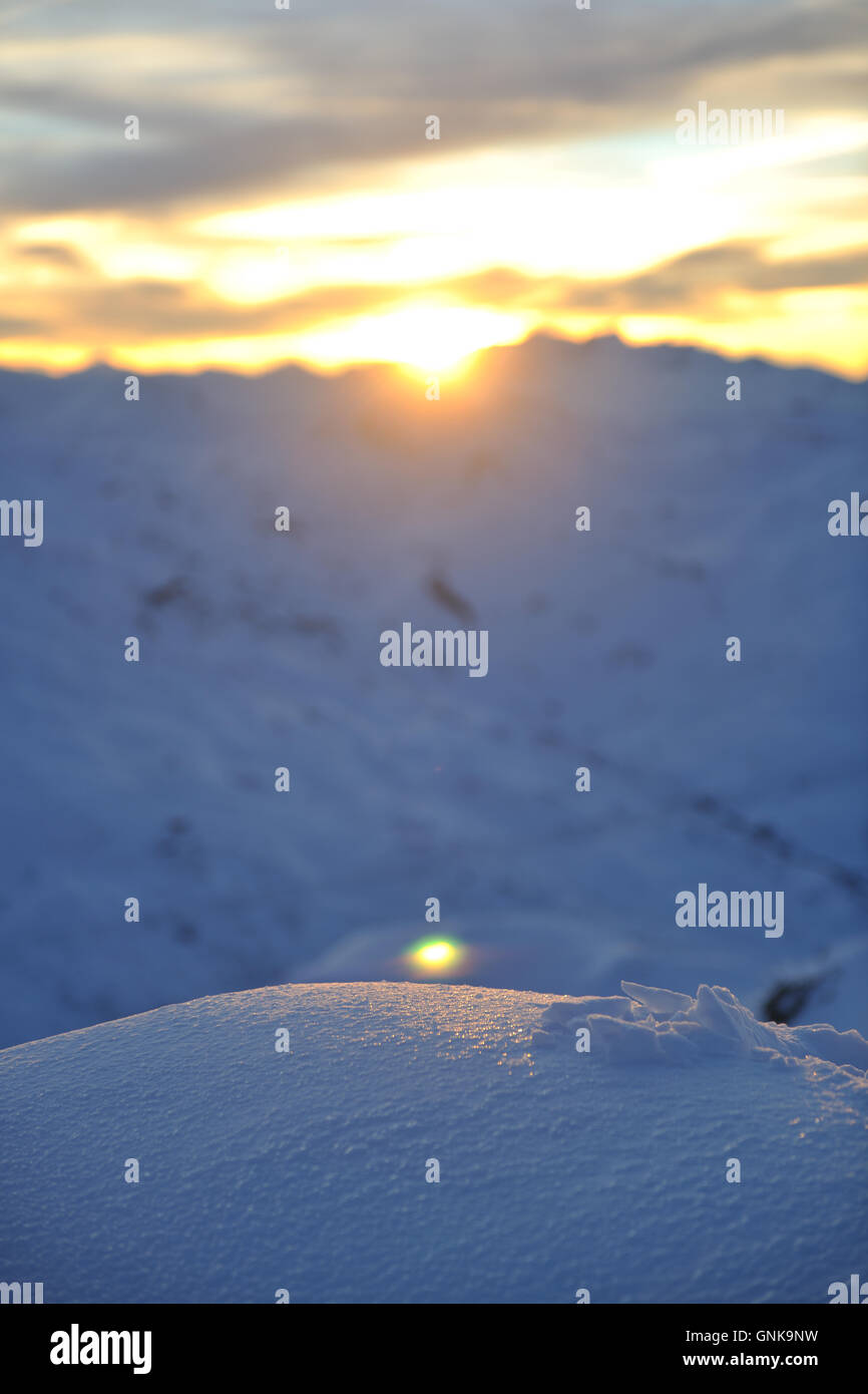mountain snow sunset Stock Photo - Alamy
