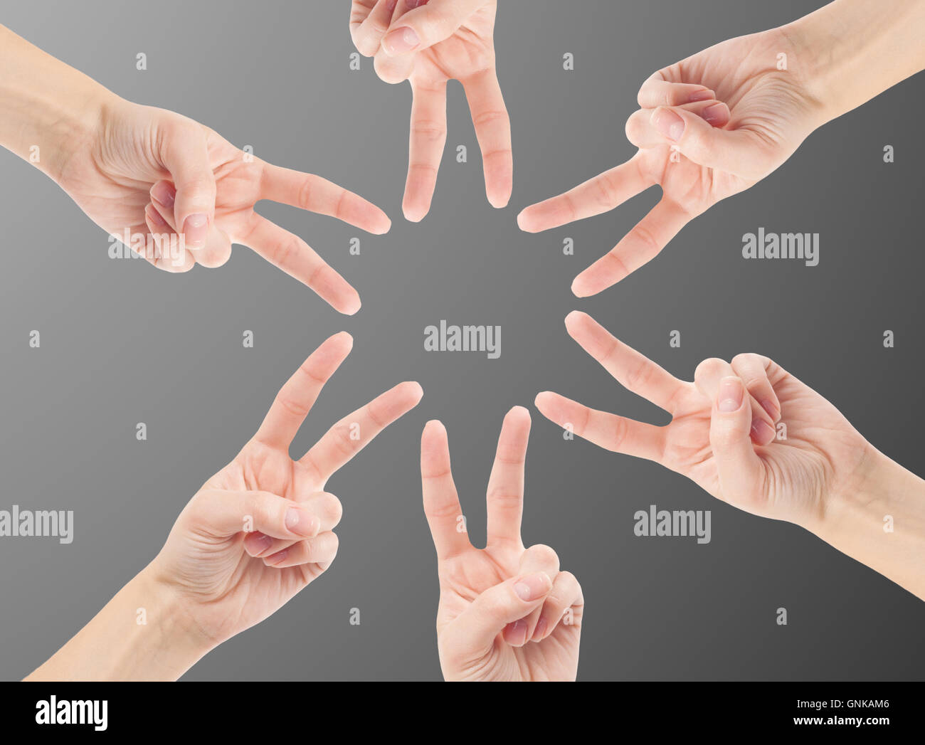 Hands of teamwork , forming the star shape Stock Photo - Alamy