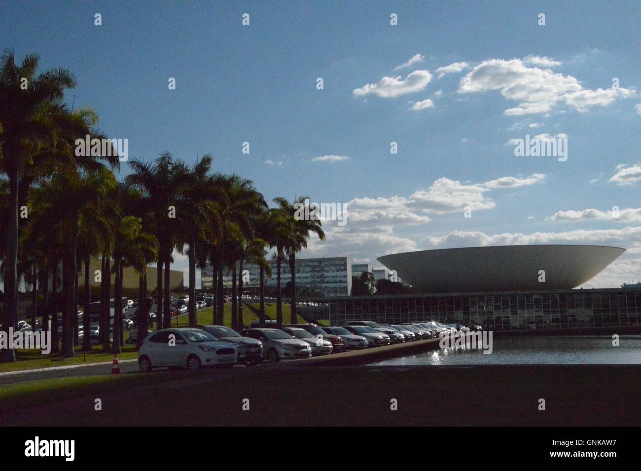 Plaza of the brazilian congress center of the government in Brasilia ...