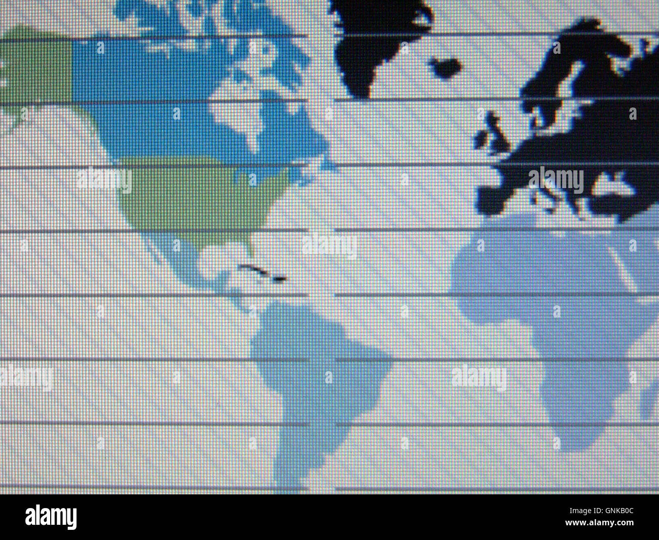 world map macro on tft screen Stock Photo - Alamy