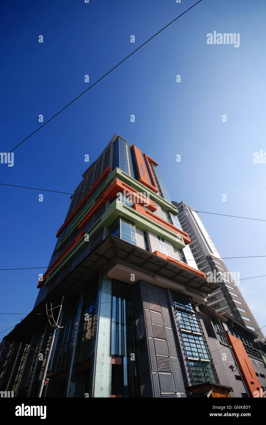 modern building at sunny day and clear blue sky Stock Photo - Alamy