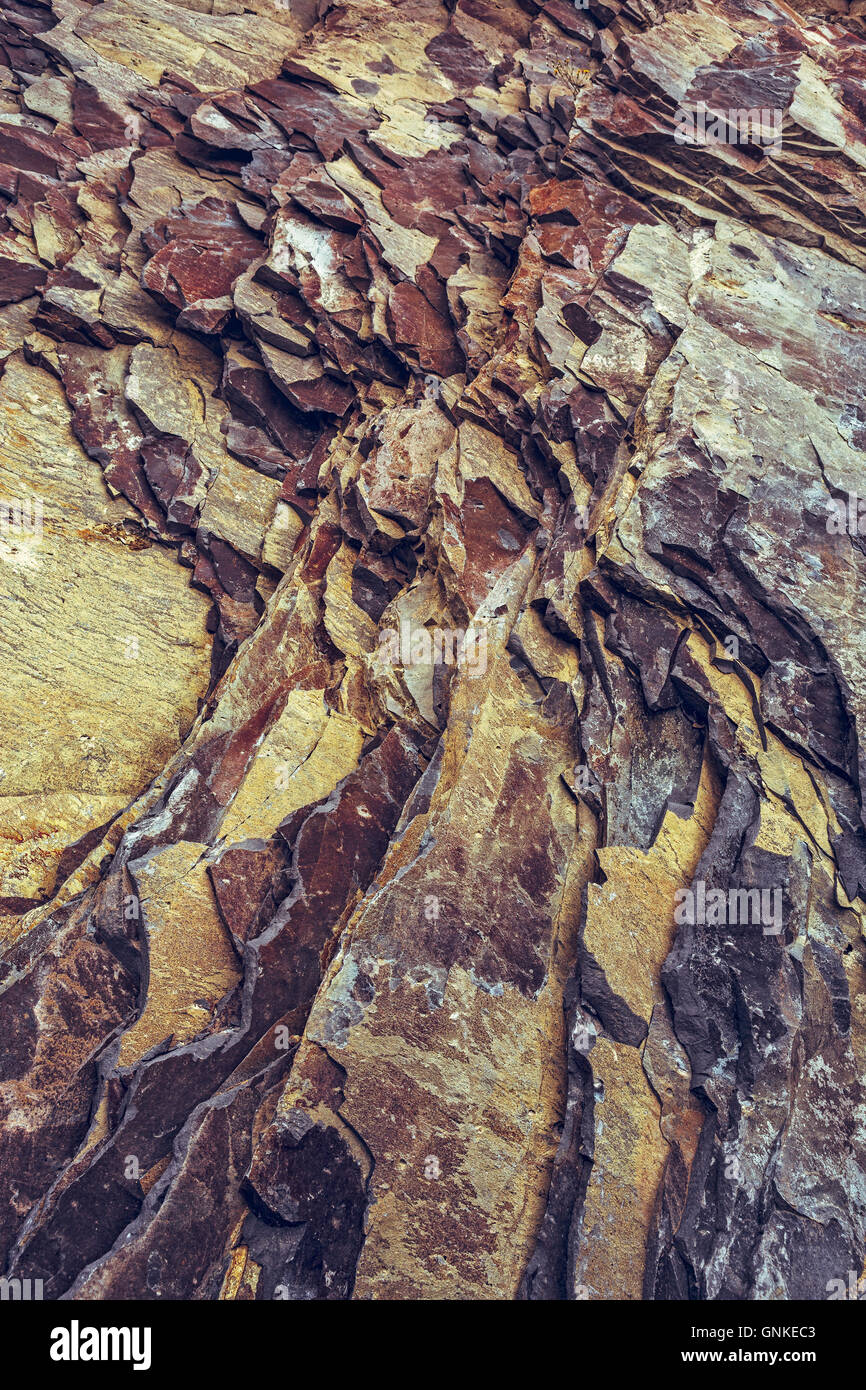 Ferric rock strata closeup. Rusty rock layers background Stock Photo ...