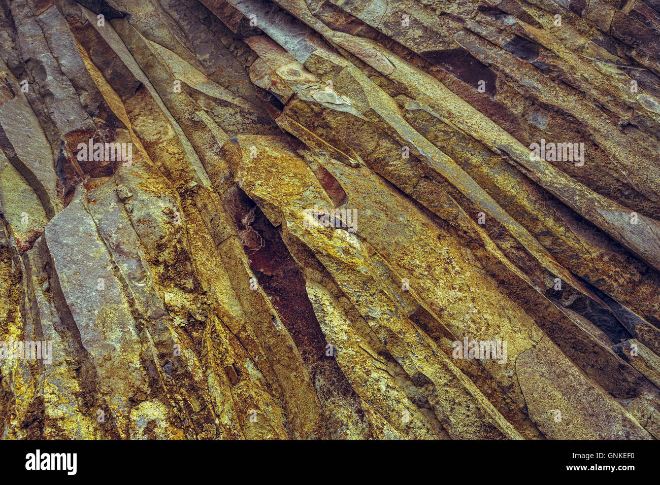 Close view of rock layers in a basalt pit. Rock texture Stock Photo - Alamy