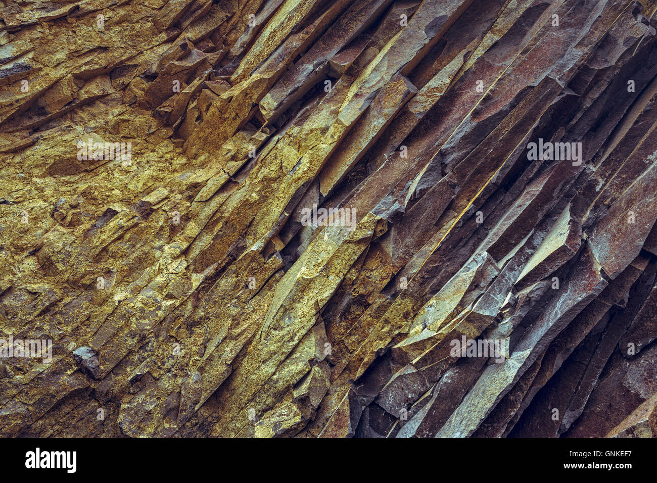 Closeup of tectonic basalt rock layers surface. Rock backgrounds and ...