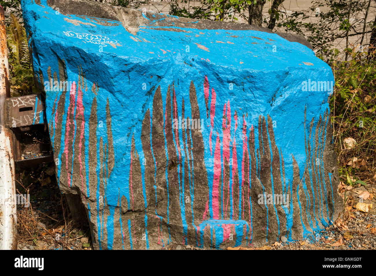 Large Painted Rock With Graffiti Stock Photo - Alamy