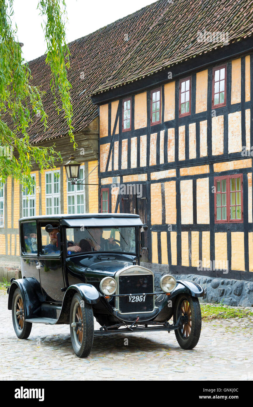 Vintage car Model T Ford at Den Gamle By, The Old Town, open-air folk ...
