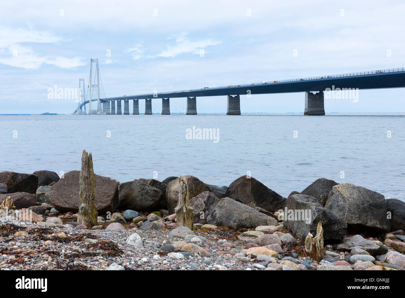 The Great Belt Bridge suspension bridge over Storebaelt joins Funen to ...