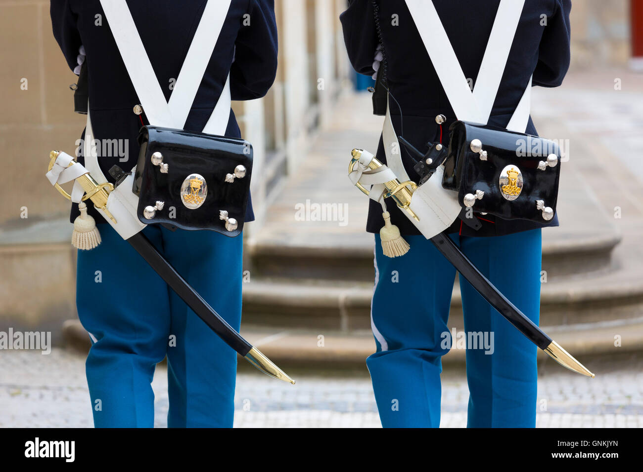Danish army sentry soldiers in uniform on guarding duty at Royal ...