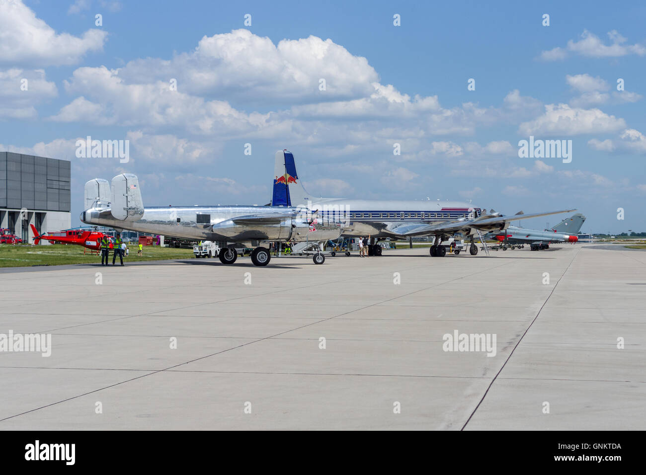 A piston-powered airliner Douglas DC-6 and American twin-engine, medium ...