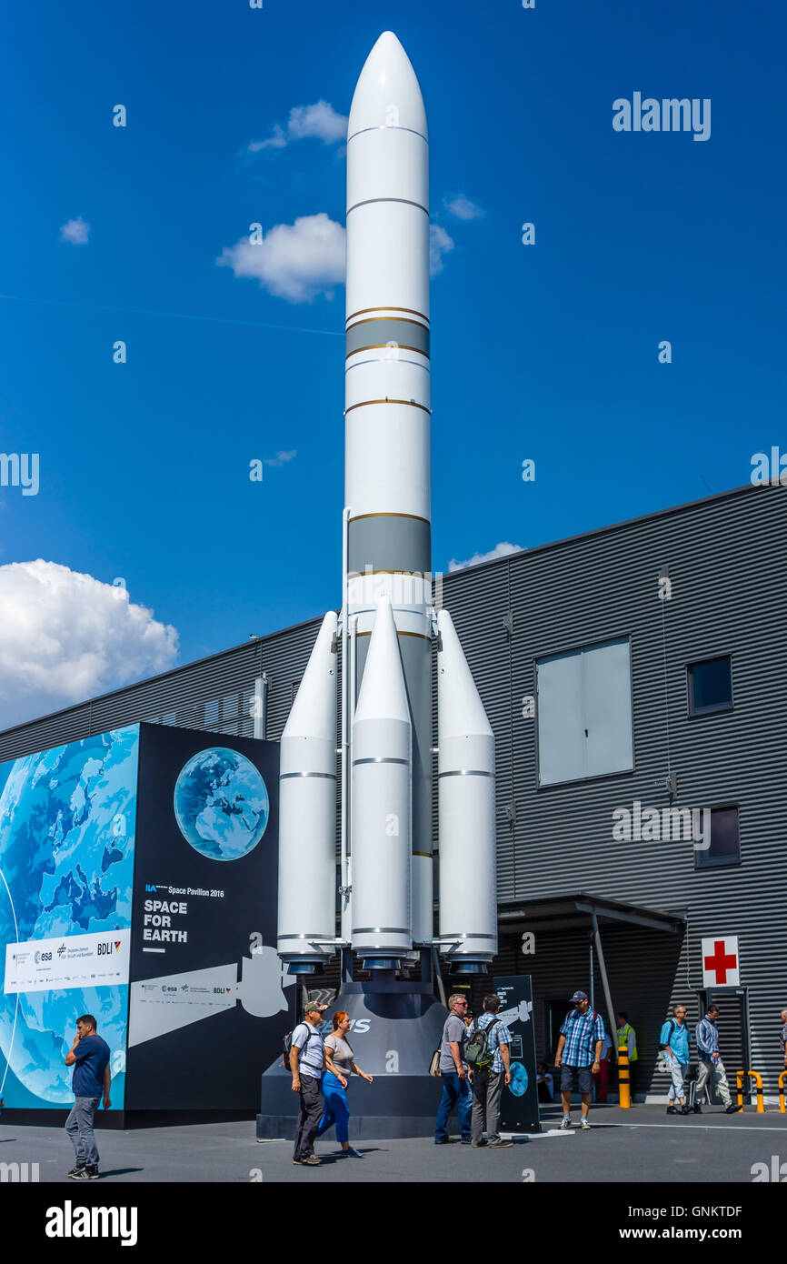 BERLIN, GERMANY - JUNE 03, 2016: Model of launch vehicle Ariane 6 (A64 ...