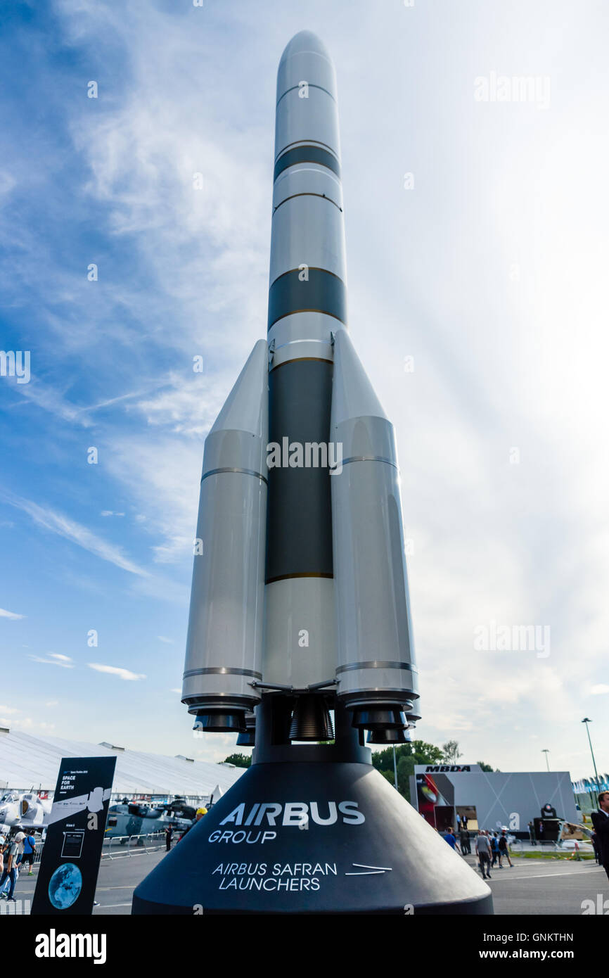 BERLIN, GERMANY - JUNE 03, 2016: Model of launch vehicle Ariane 6 (A64 ...