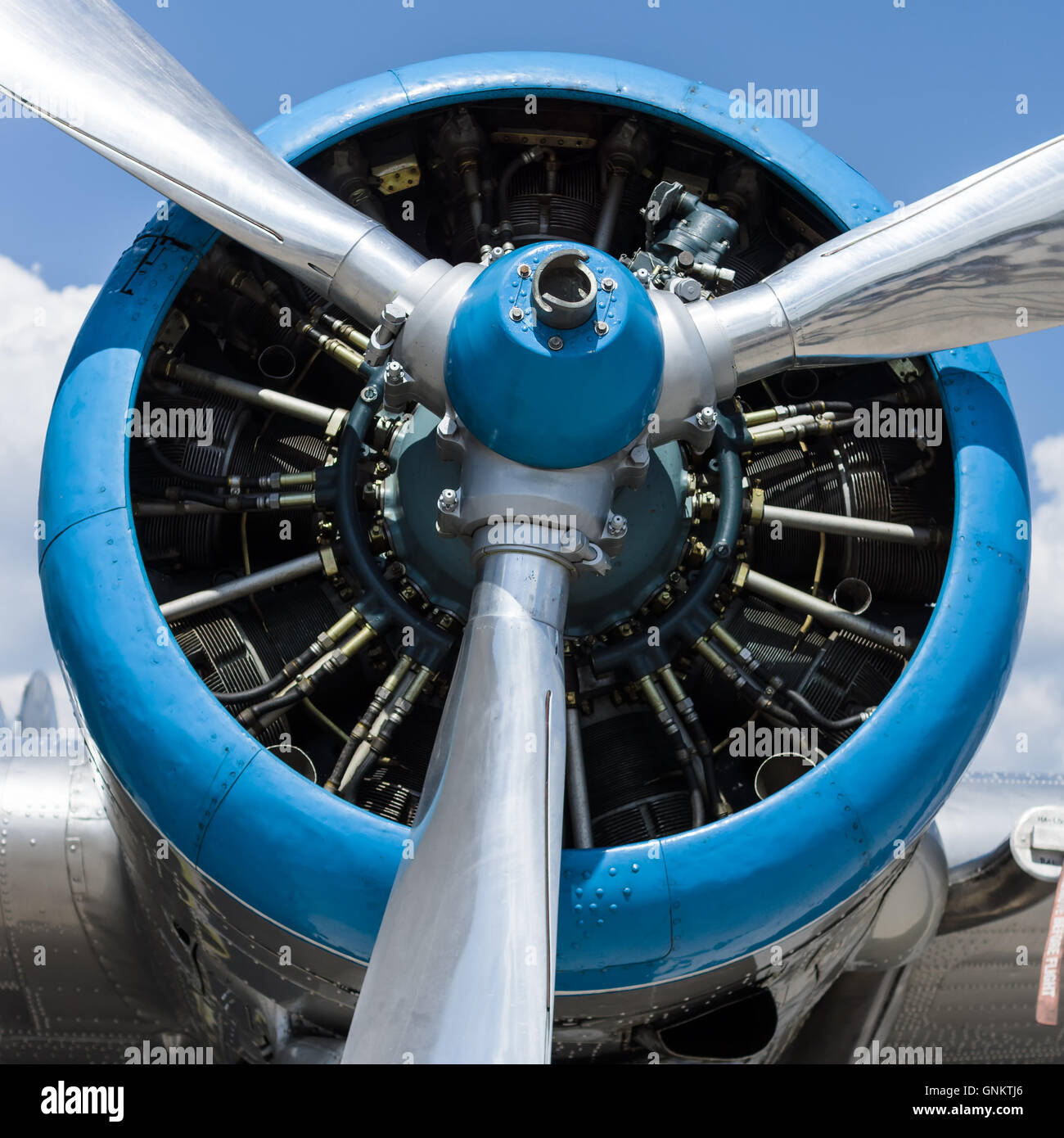 Radial engine of an aircraft. Close-up Stock Photo - Alamy