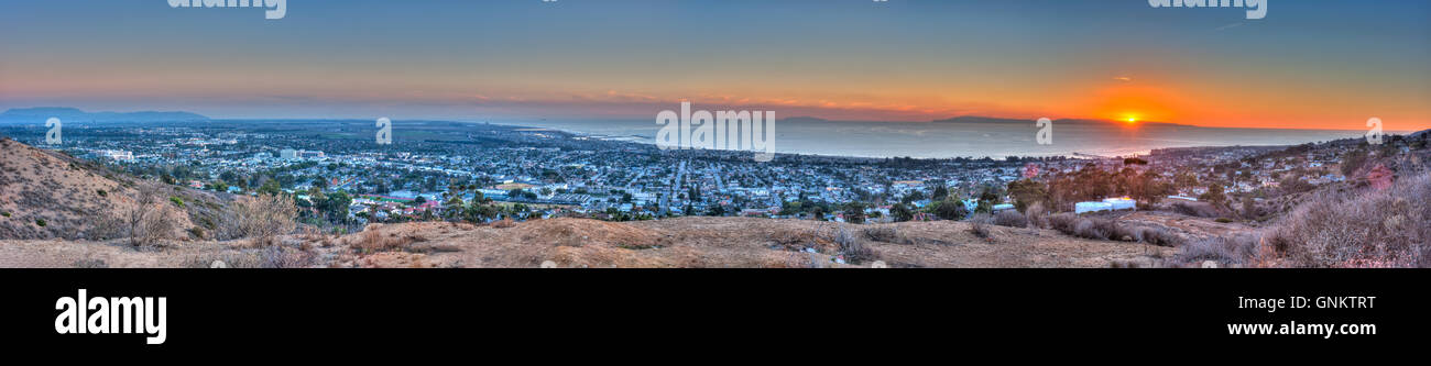 Ventura and Oxnard sunset while looking over city and horizon in ...