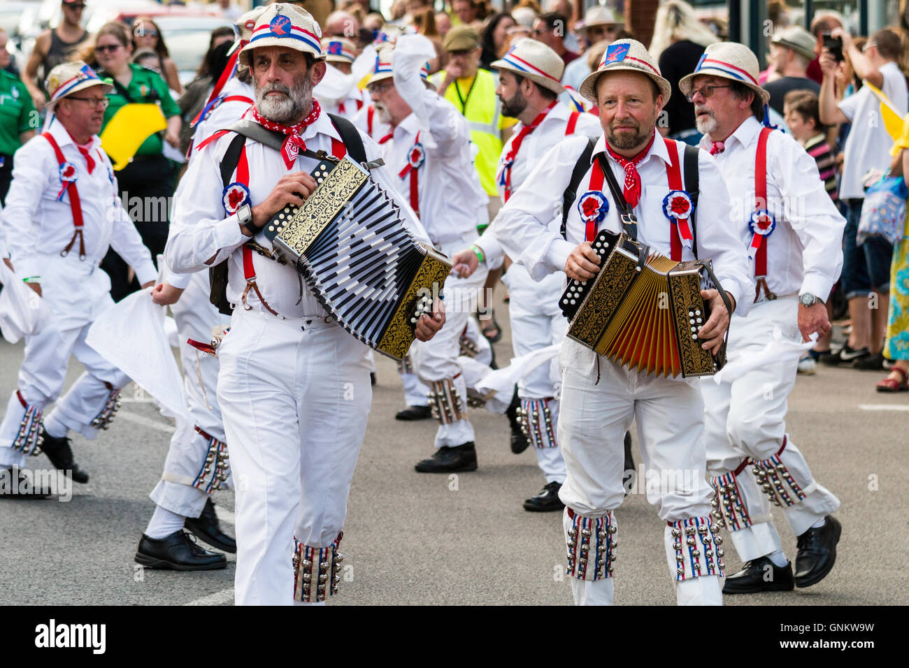 Three morris accordion players leading Hartley Morris side as they ...