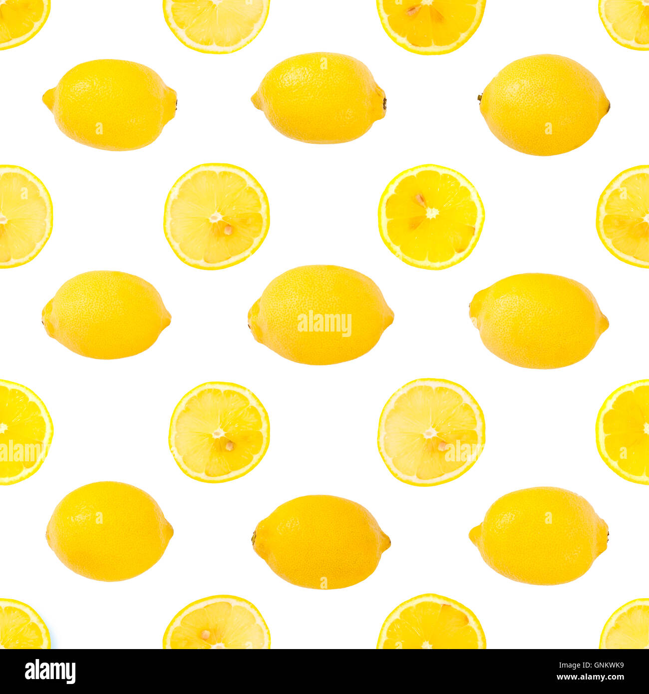 Seamless background pattern with sliced lemon on white background Stock ...