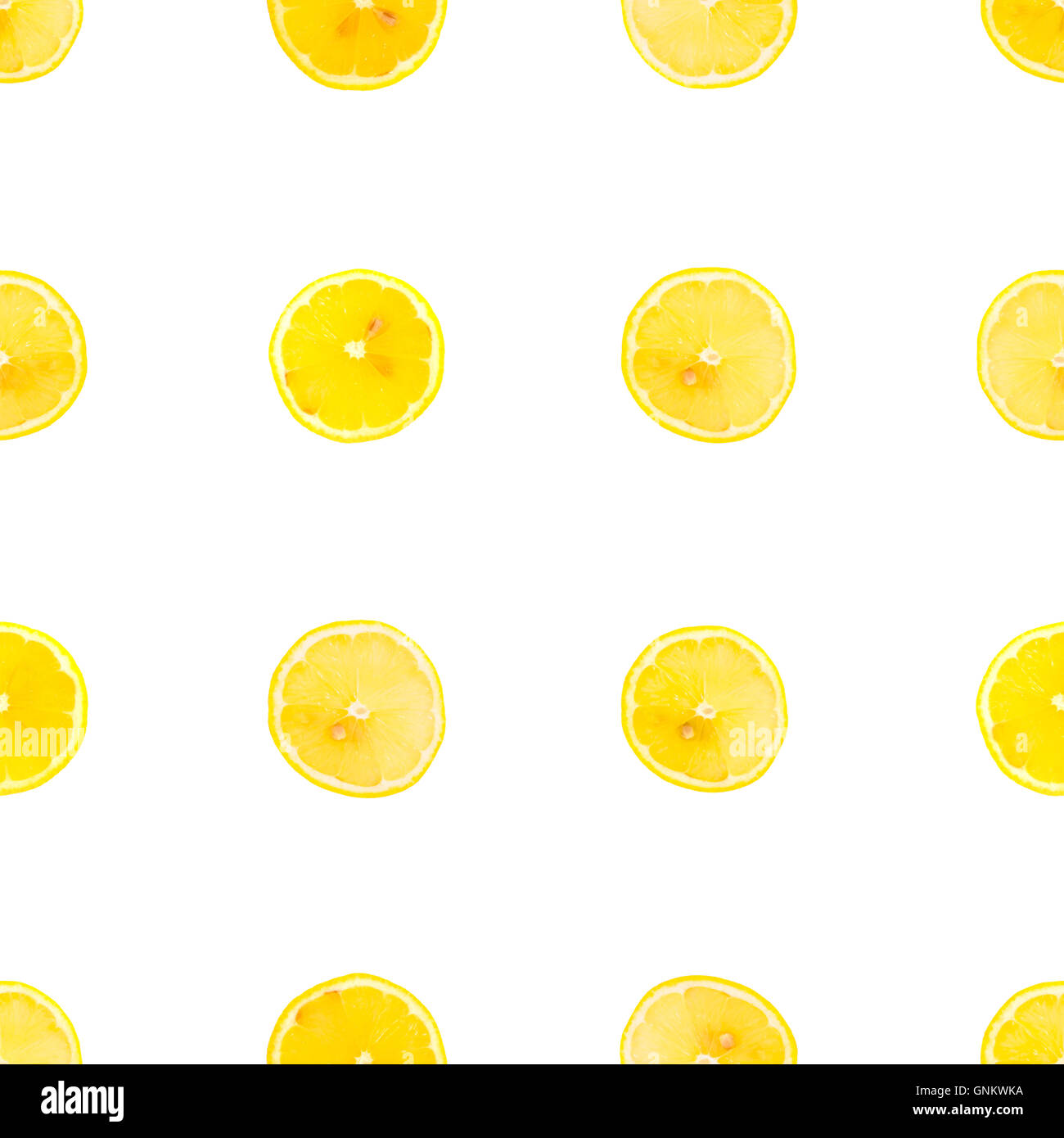 Seamless background pattern with sliced lemon on white background Stock ...