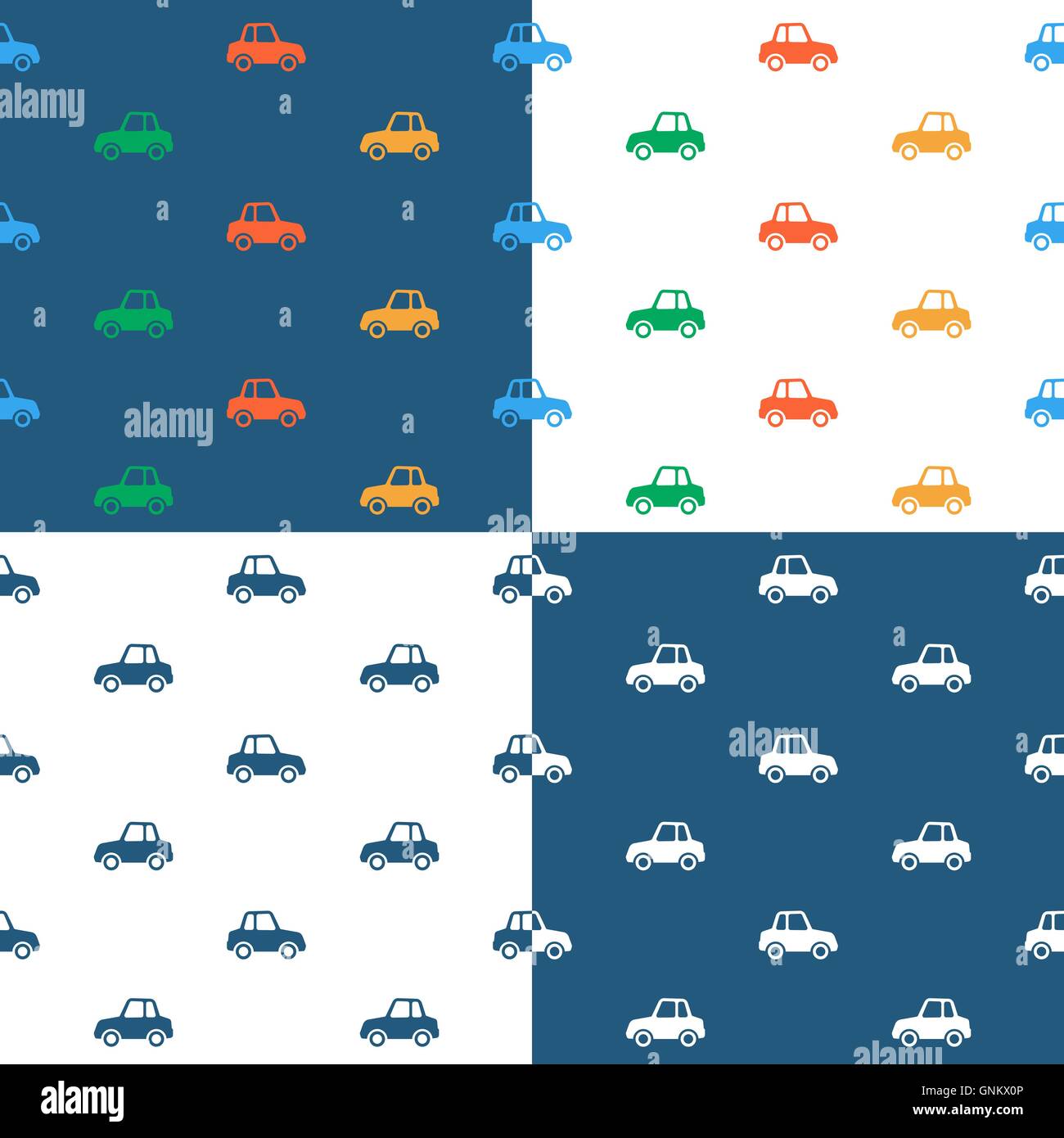 Vector image of seamless car pattern over colored background Stock ...