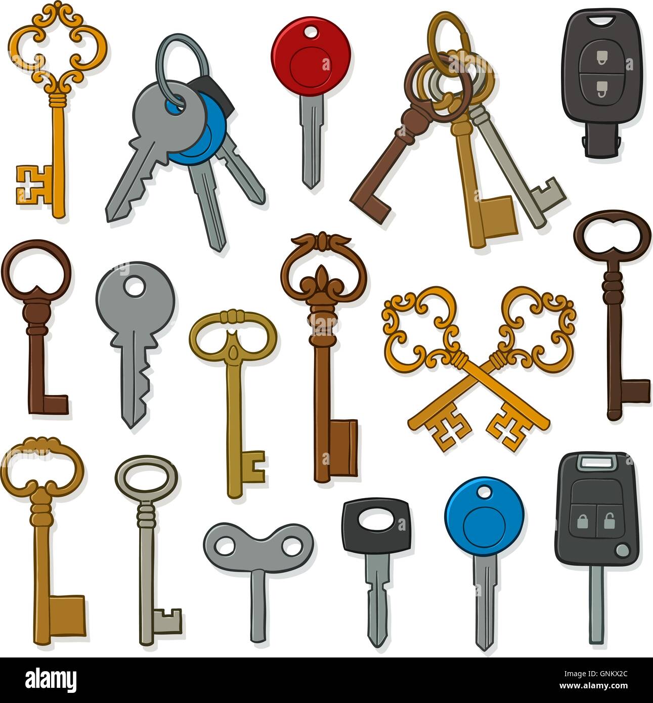 Vector image of various keys against white background Stock Vector ...