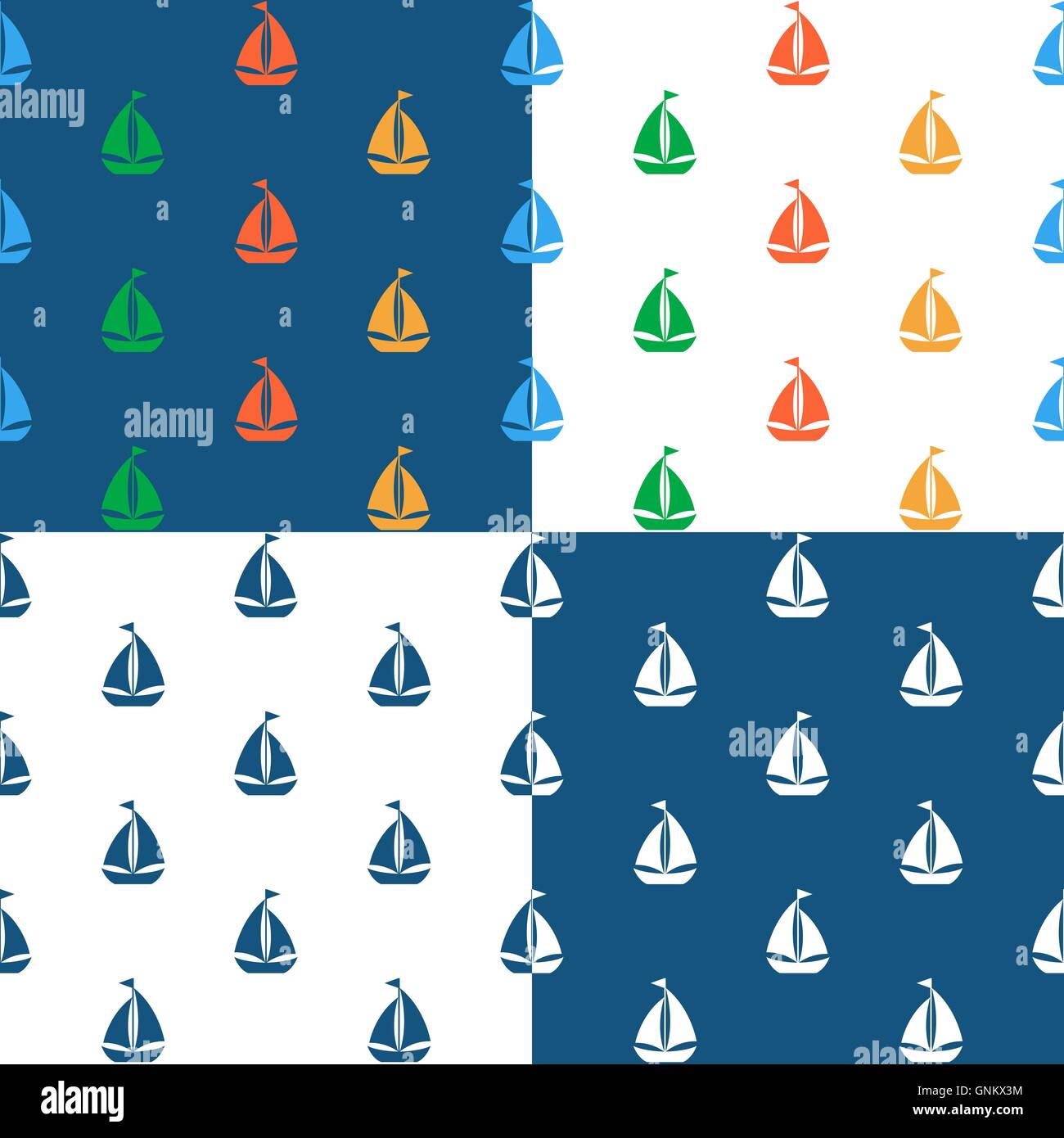 Vector image of seamless sailboat pattern over colored background Stock ...