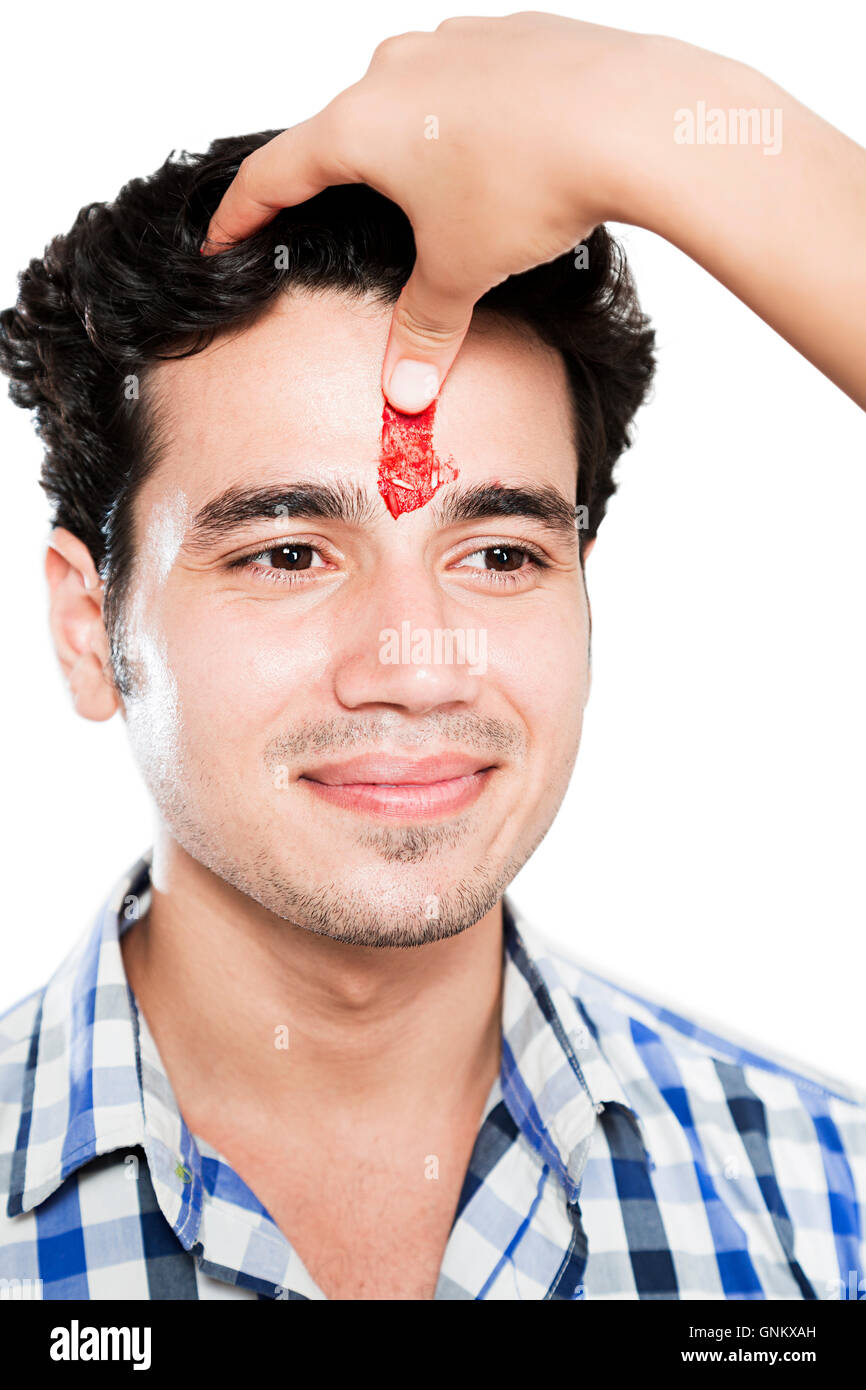 2 indian Teenagers Brother and Sister Raksha Bandhan Festivals Forehead ...