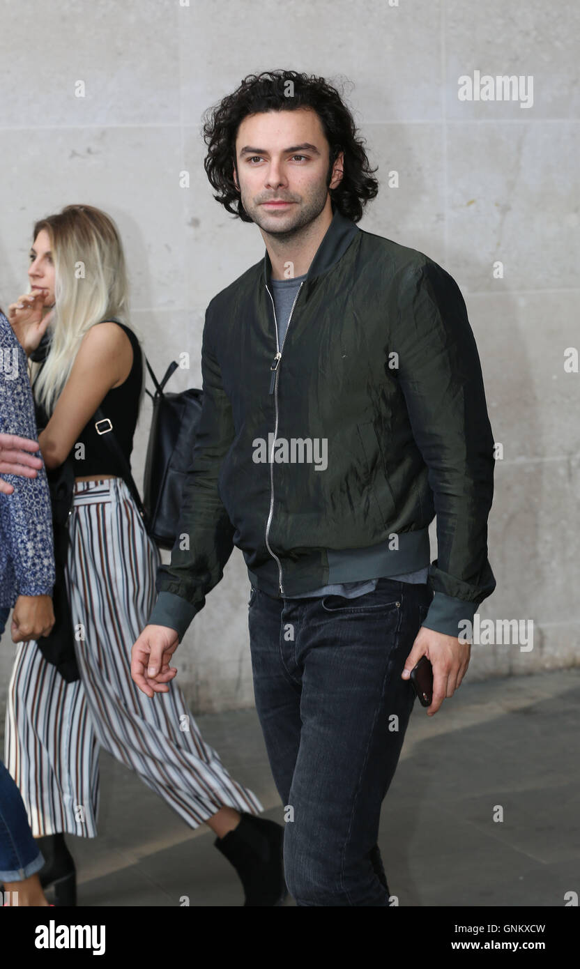 Actor aidan turner leaves bbc broadcasting house in london hi-res stock ...