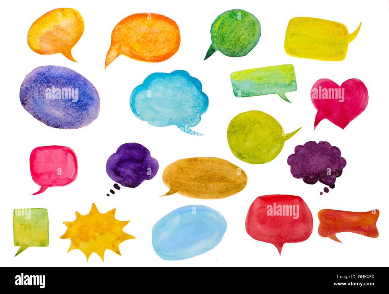 set of watercolor speech bubbles Stock Photo - Alamy