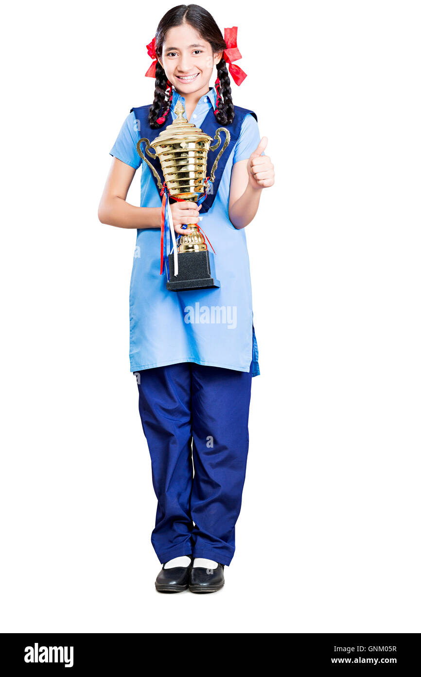 1 Young Teenager Girl Rural School Student Victory Trophy Thumbs up ...