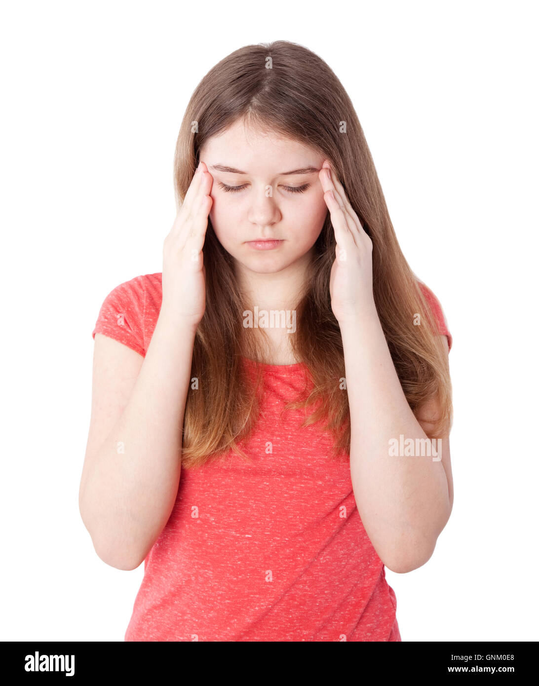 portrait of a girl with headache Stock Photo - Alamy