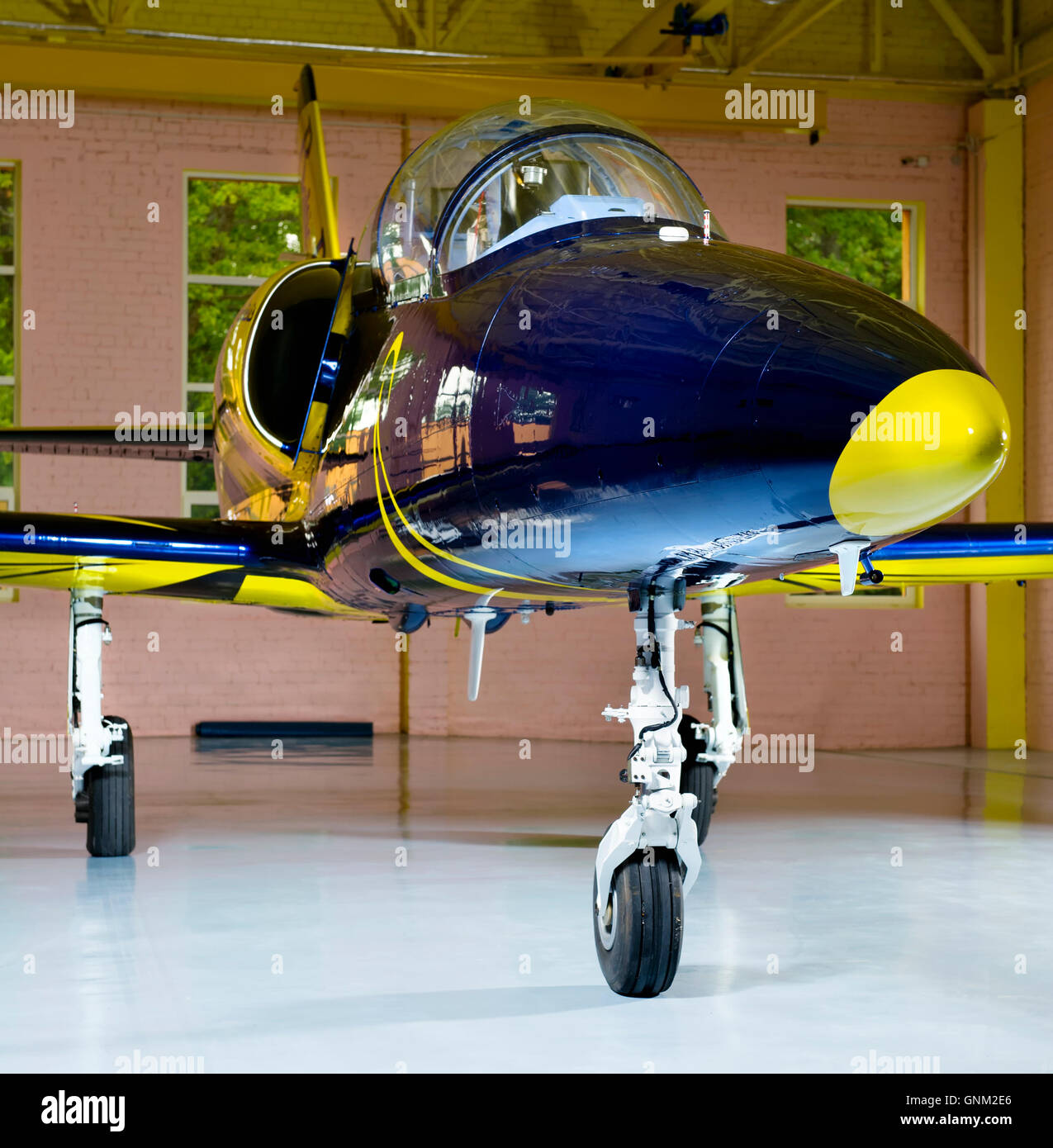 Jet airplane in the hangar Stock Photo - Alamy