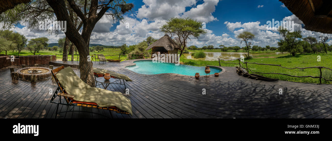 Swimming Pool at Okonjima Lodge, Namibia, Africa Stock Photo - Alamy