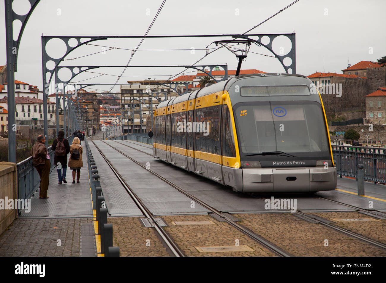 Urban tram in the city of Porto in Portugal Stock Photo - Alamy