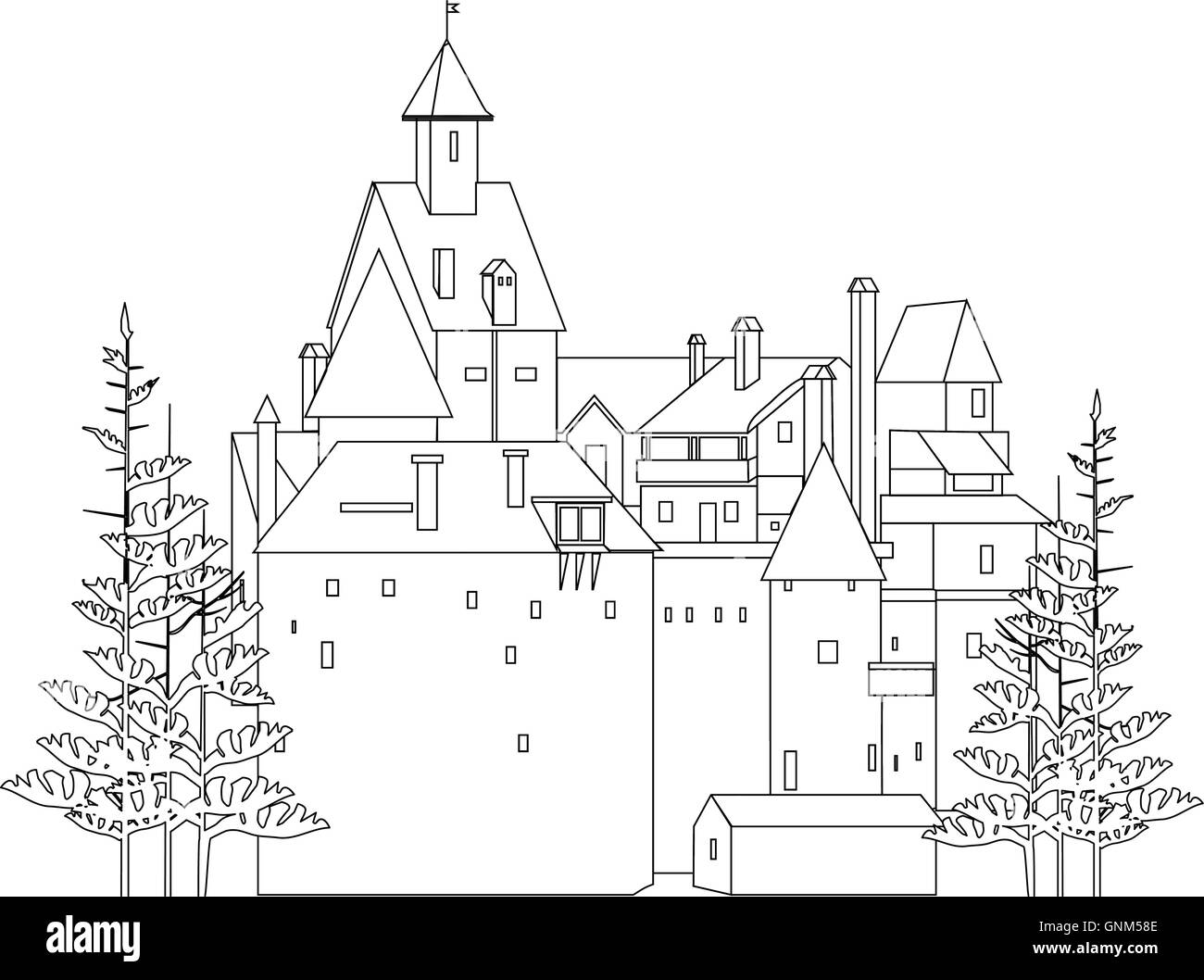 Black and white castle hi-res stock photography and images - Alamy