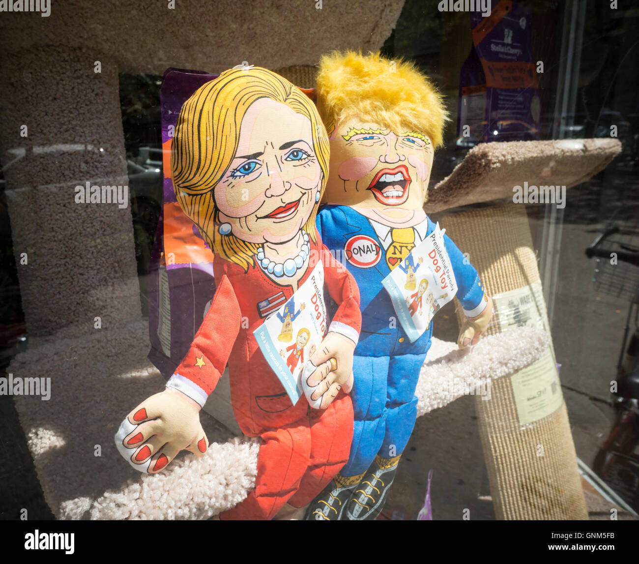 Donald Trump and Hillary Clinton doggie chew toys are seen in a pet ...