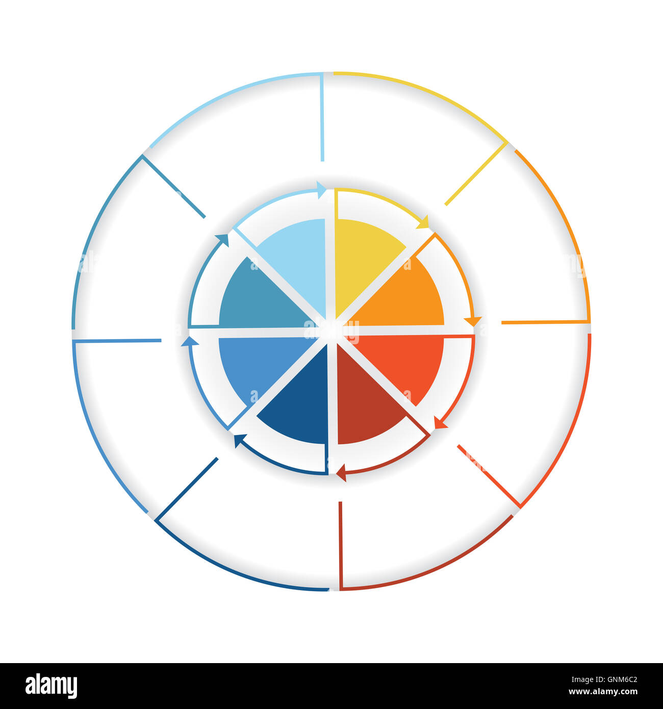 Arrows from colourful lines Around circle. Template infographic eight ...