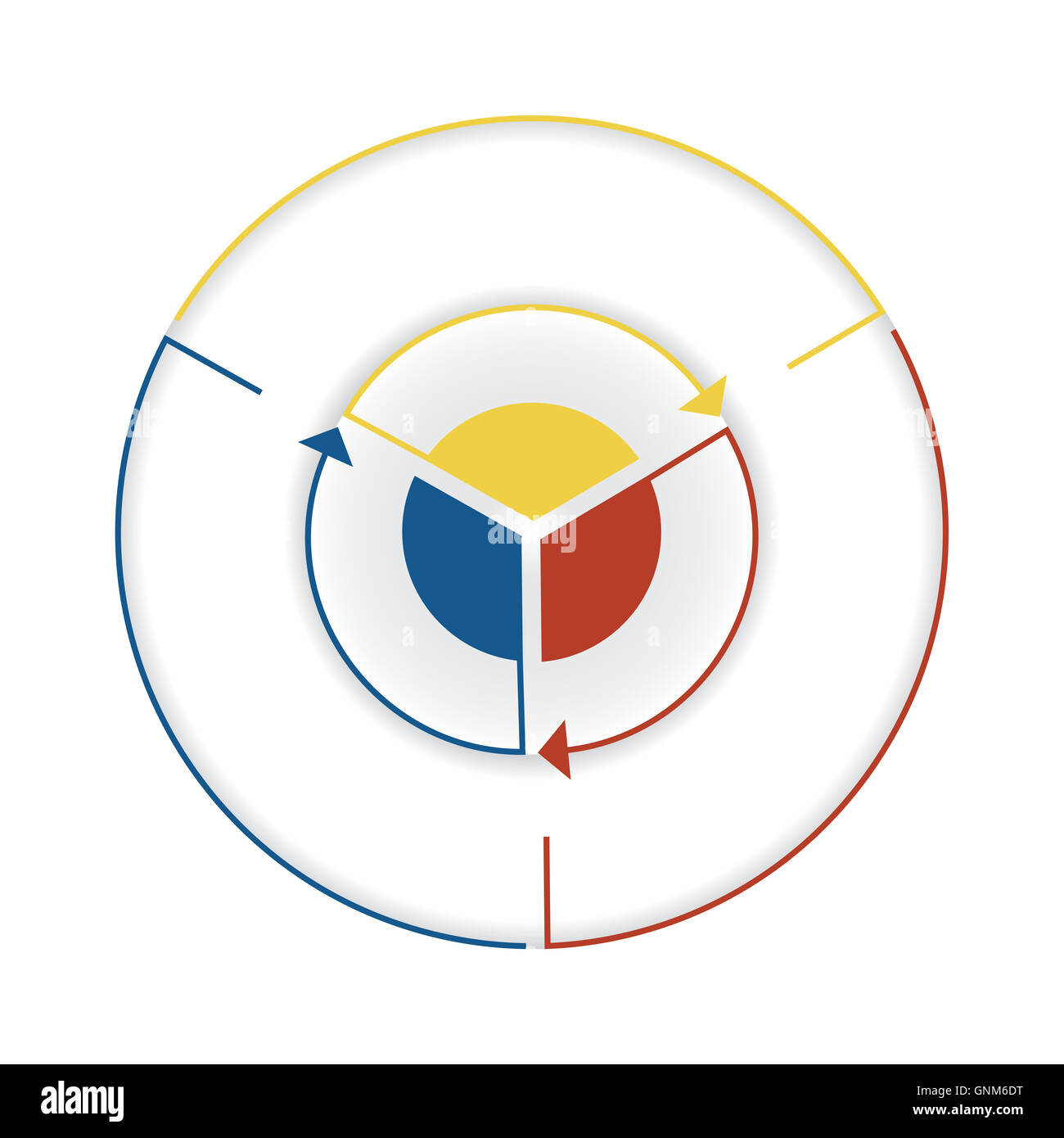 Arrows from colourful lines Around circle. Template infographic three ...