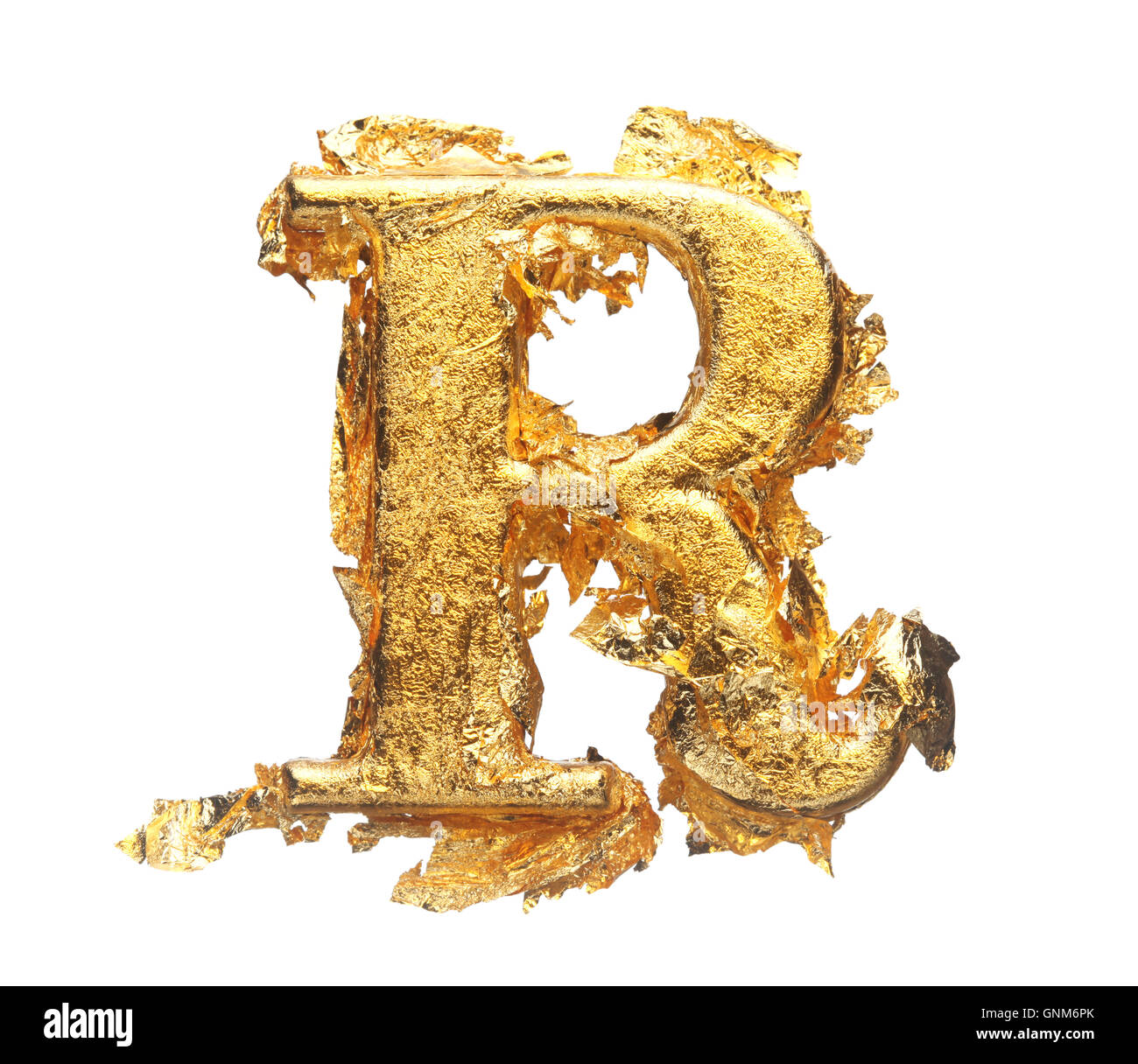 Alphabet and numbers in rough gold leaf isolated on white Stock Photo ...