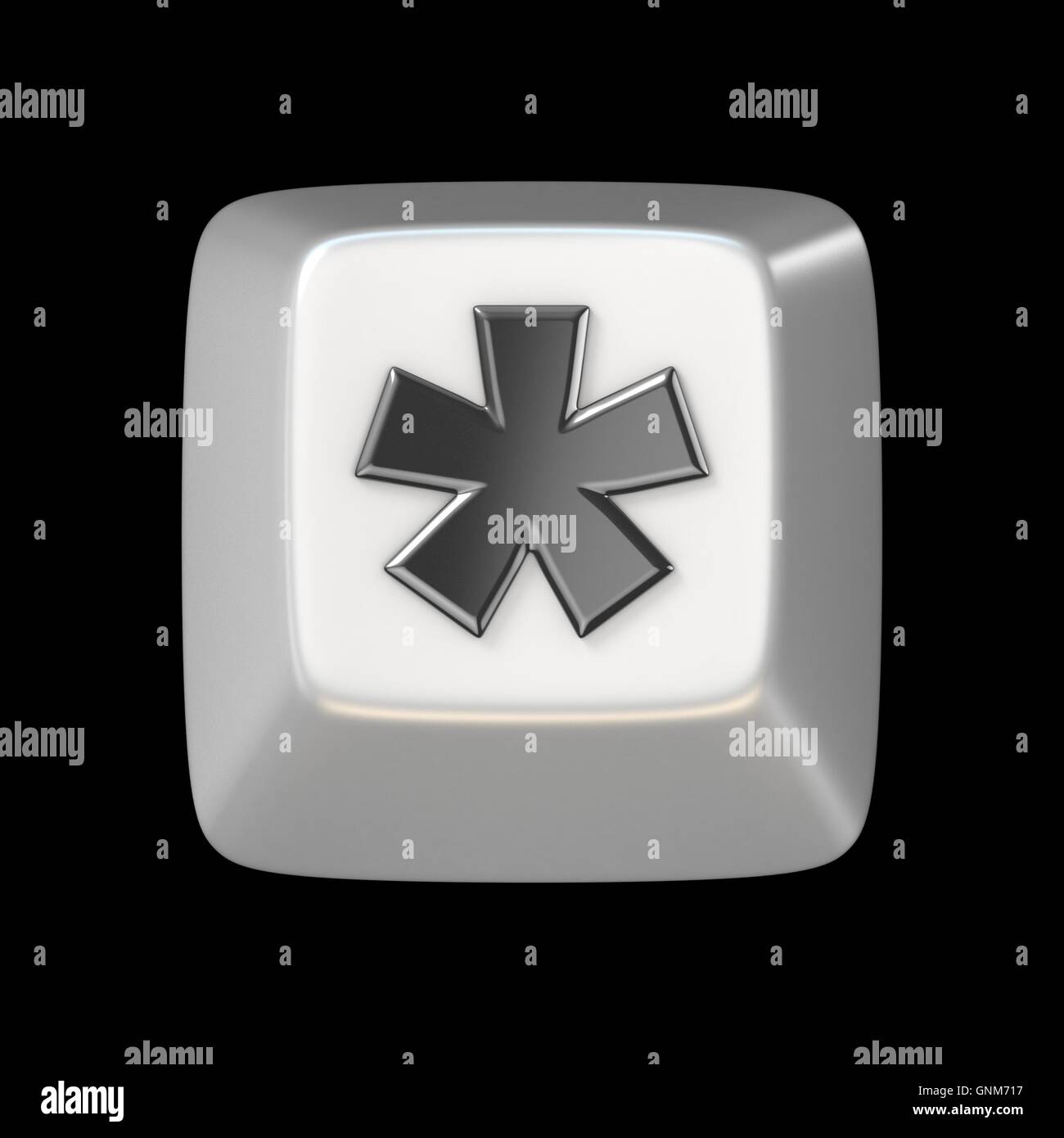 Computer keyboard key asterisk sign 3D render illustration isolated on ...