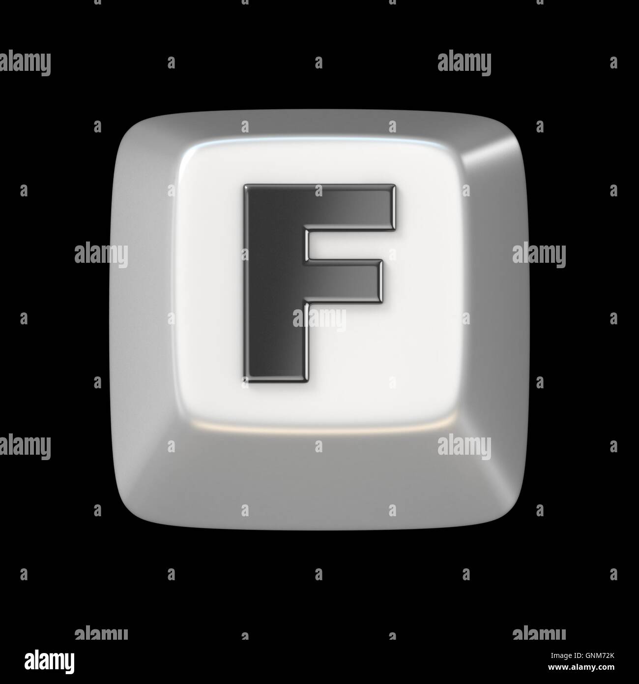 Computer keyboard key FONT. Letter F 3D render illustration isolated on ...