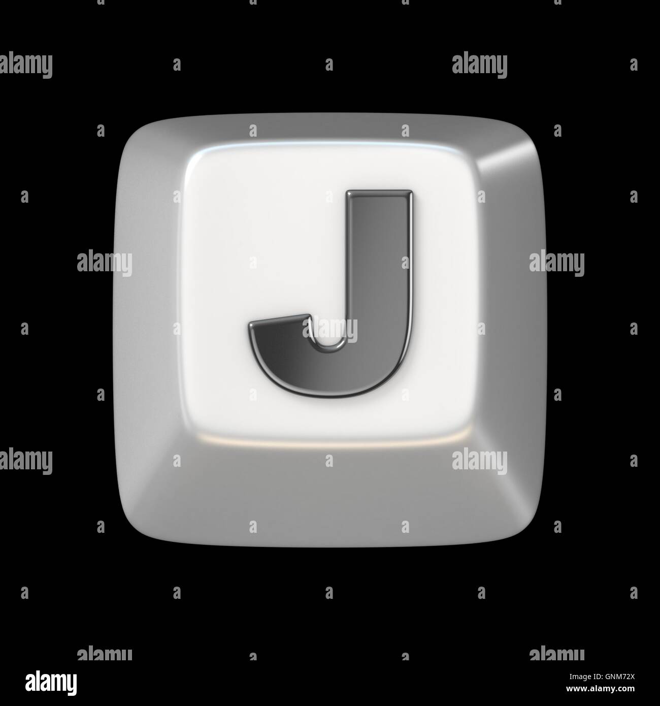 Computer keyboard key FONT. Letter J 3D render illustration isolated on ...