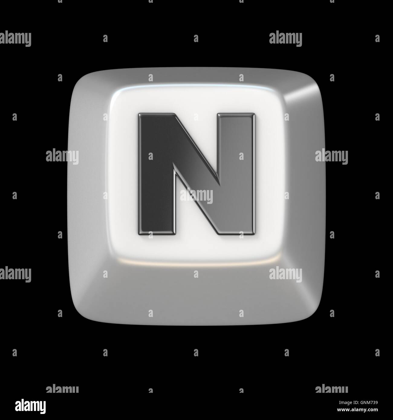 Computer keyboard key FONT. Letter N 3D render illustration isolated on ...