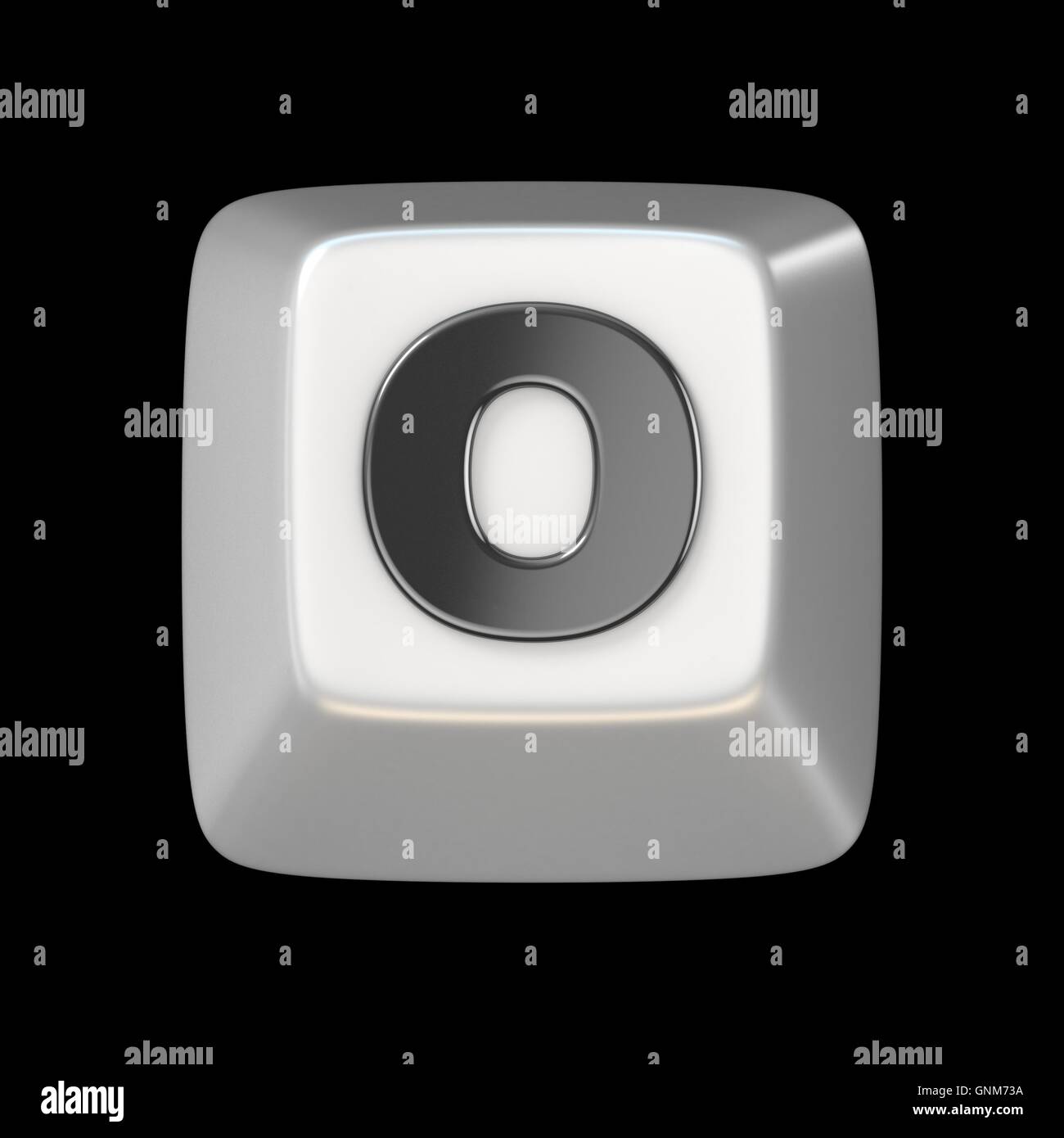 Computer keyboard key FONT. Letter O 3D render illustration isolated on ...