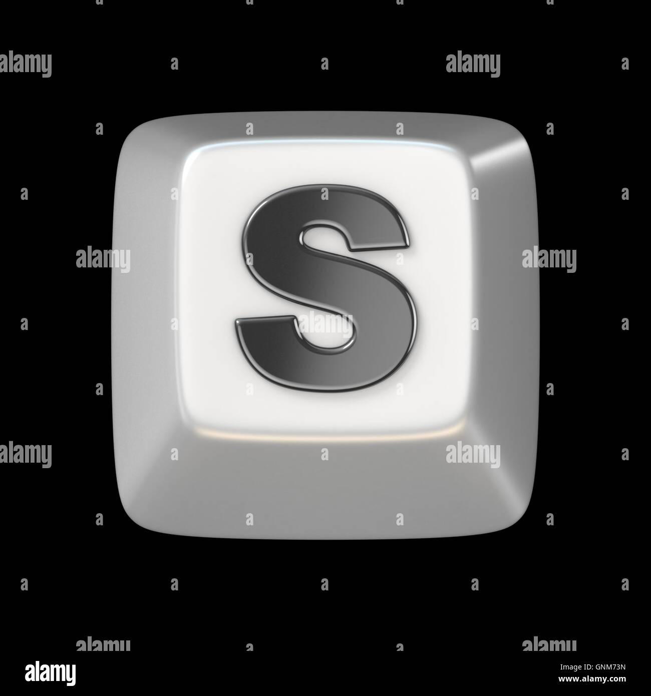 Computer keyboard key FONT. Letter S 3D render illustration isolated on ...