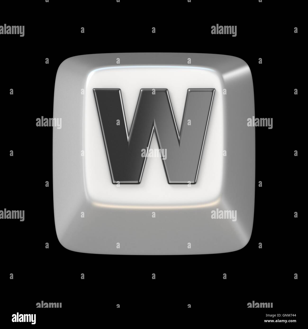 Computer keyboard key FONT. Letter W 3D render illustration isolated on ...