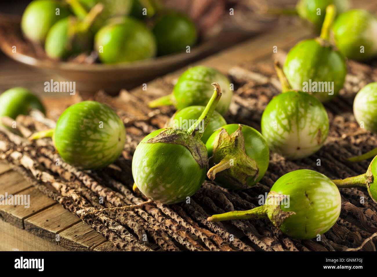 Raw Green Thai Eggplants Ready for Cooking Stock Photo - Alamy