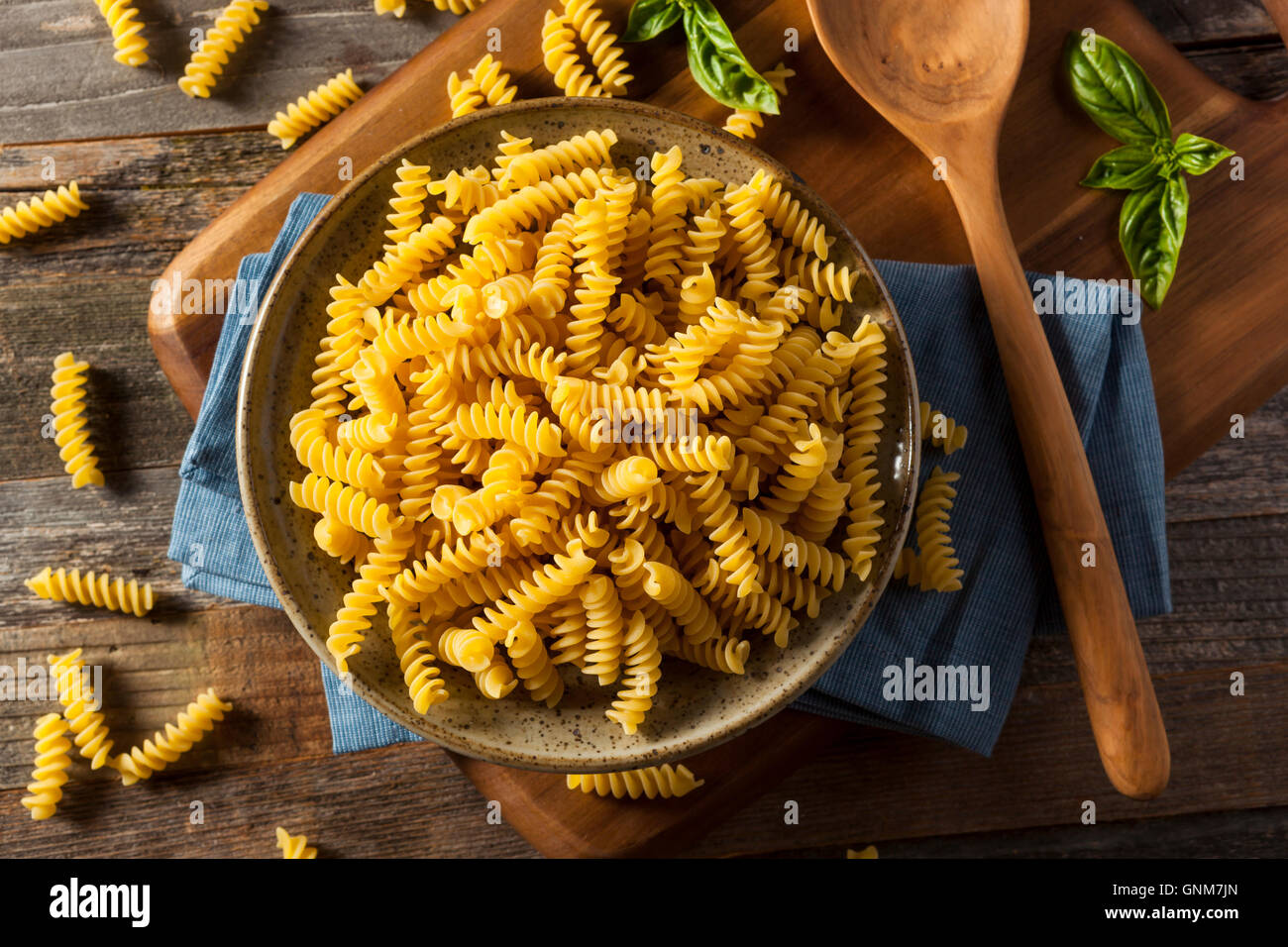 Raw Dry Organic Fusilli Pasta Ready for Cooking Stock Photo - Alamy