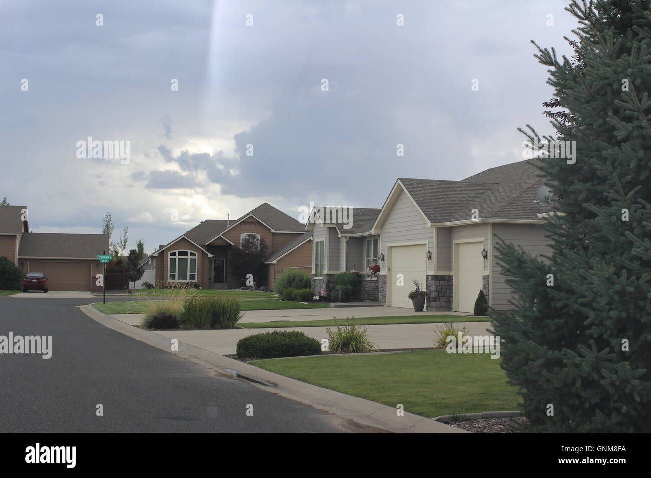 A new neighborhood with a beautiful sky Stock Photo - Alamy